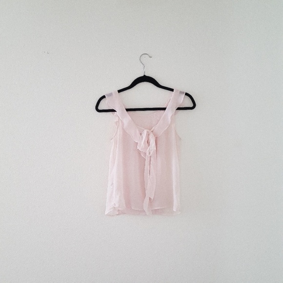 Zara | Tops | Zara Sheer Pink Lace Ruffles And Bow Top | Poshmark
